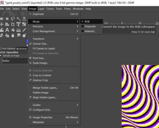 Save/export .bmp file in Gimp (free image editor)